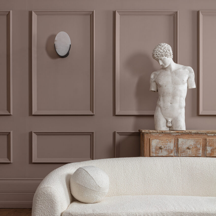 Mosman Bronze Disk Wall Sconce - oval disk alabaster wall light
