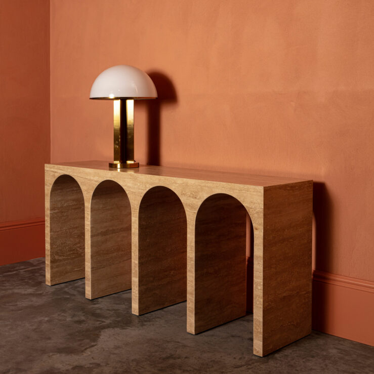 Siren Travertine Console Table - arched travertine console table