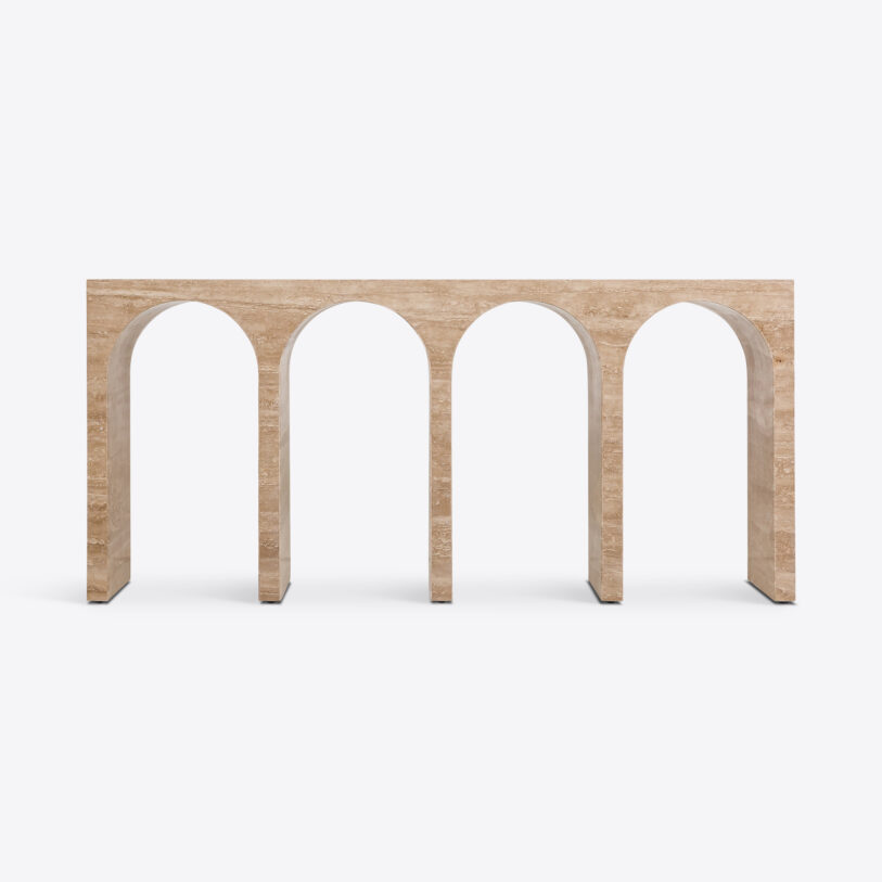 Siren Travertine Console Table - arched travertine console table